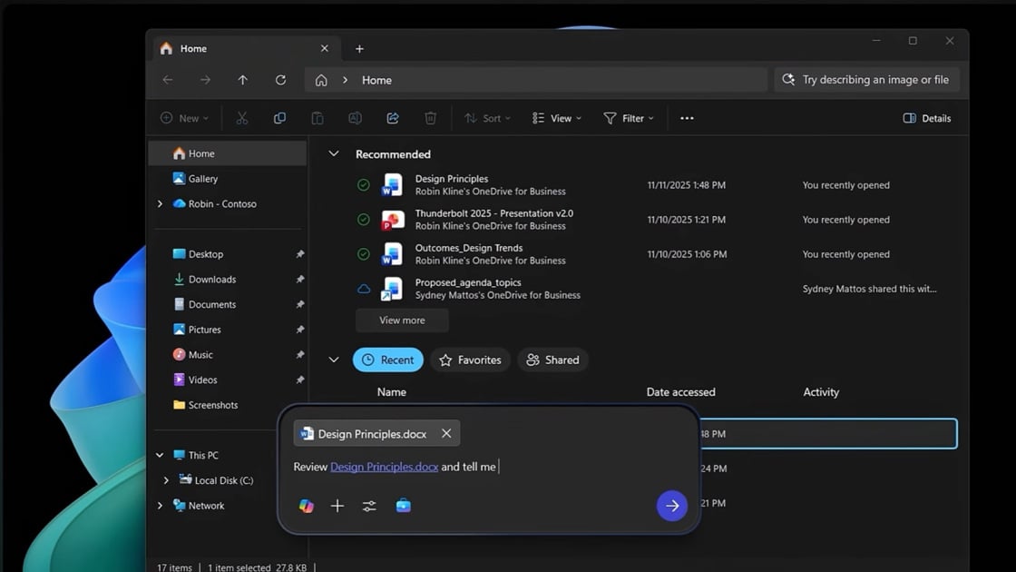 Copilot Integration in Windows 11 Taskbar & Files